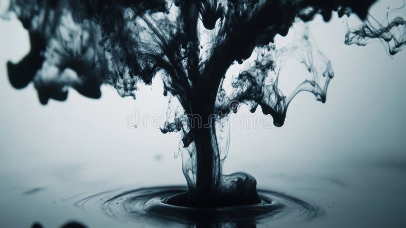 Black Ink Swirling in Water Creating Abstract Artistic Patterns Stock ...