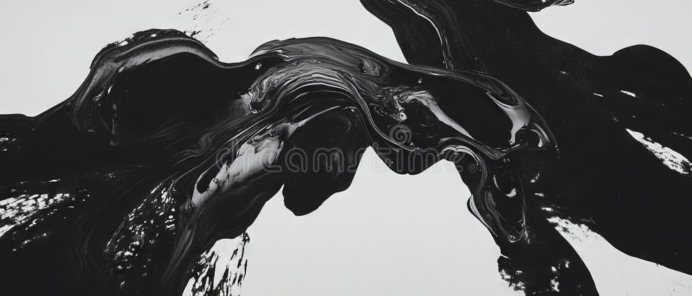 Exploration of Black Ink Texture Created with a Sponge on White Paper ...