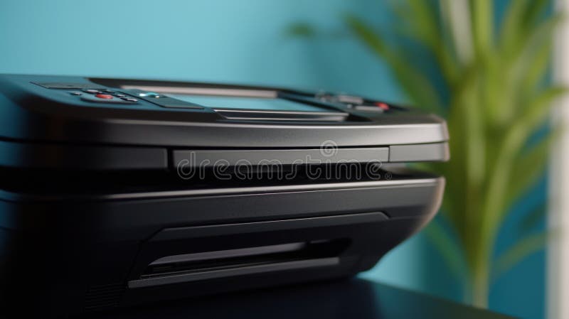 A Black Inkjet Printer with a Digital Display and Two Buttons on the ...