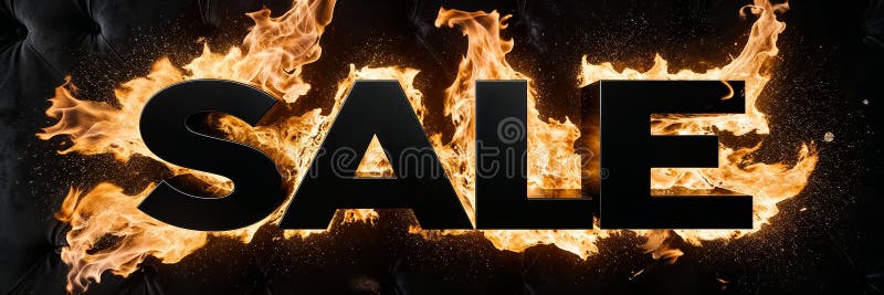 Black Inscription Sale Dark Background, Fire Flame Stock Illustration ...