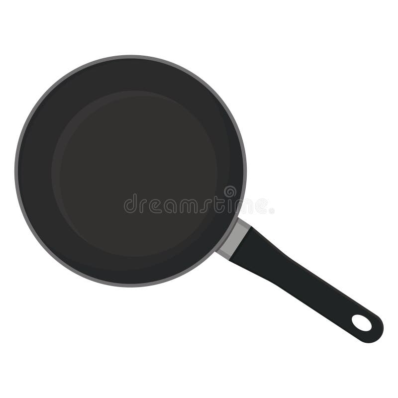 Black Insulated Frying Pan with Handle, Color Vector Illustration Stock ...