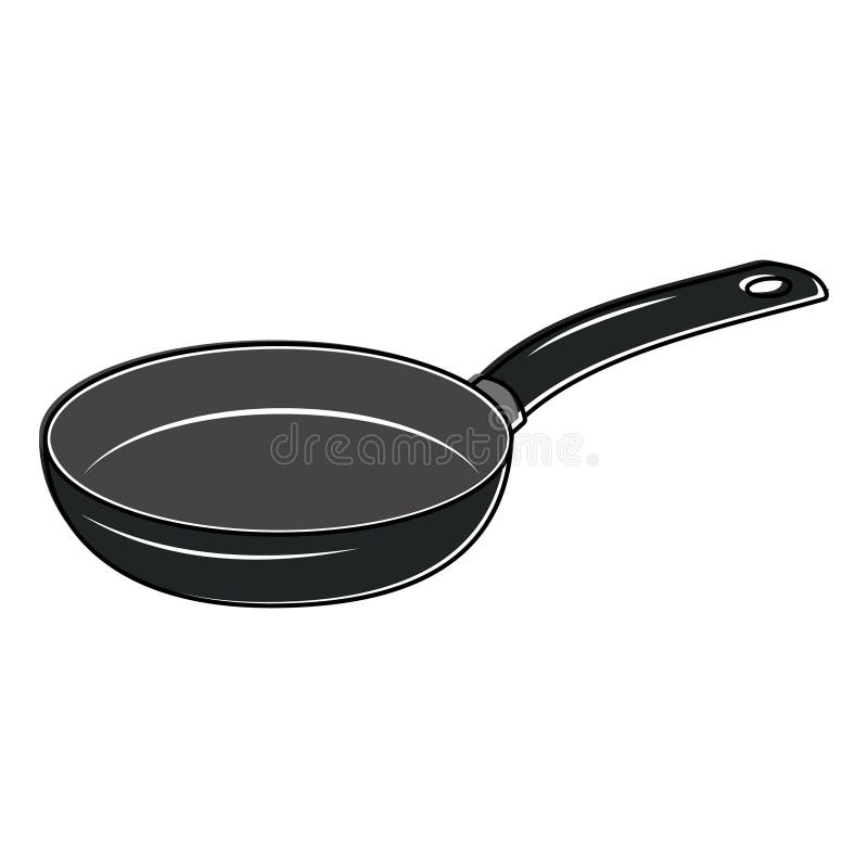 Black Insulated Frying Pan with Handle, Color Vector Illustration Stock ...