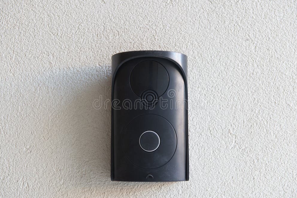 Black Intercom without Camera on Rough Beige Wall Stock Photo - Image ...