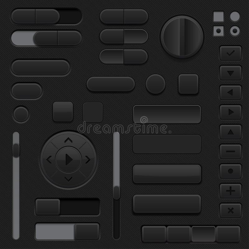Black Interface Buttons. 3d Set of UI Icons Stock Vector - Illustration ...