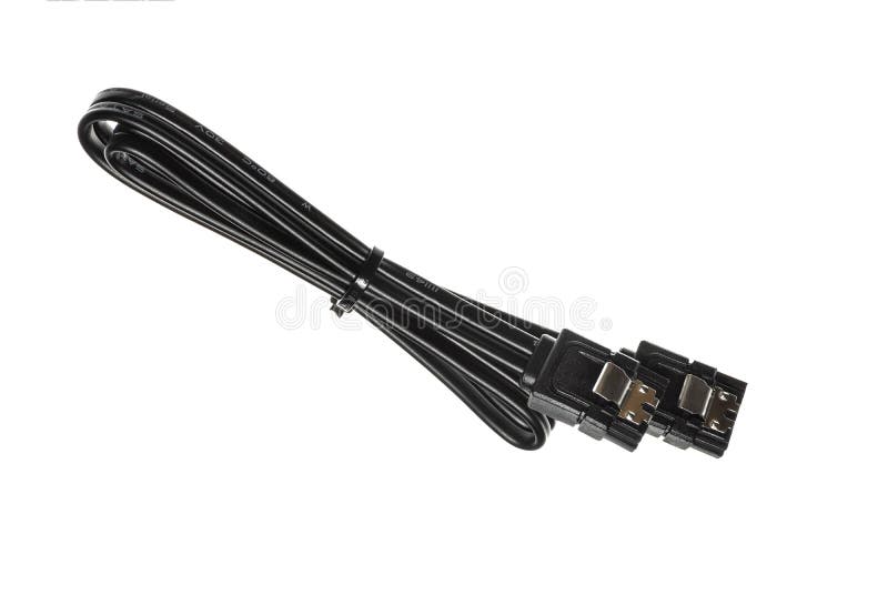 Black Interface Cable SATA Isolated on White Stock Photo - Image of ...