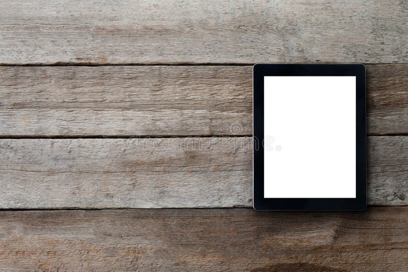 Black Ipad on Old Wood Table Stock Image - Image of copy, table: 68055899