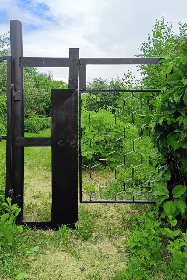 Black Iron Fence with a Wicket, Close-up Stock Photo - Image of metal ...