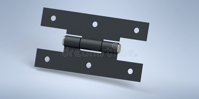 Black Iron Hinge with Six Mounting Holes on Blue Background - 3D ...