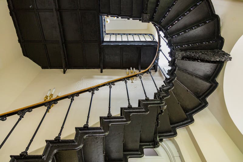 Black iron staircase stock image. Image of cast, steel - 91211025