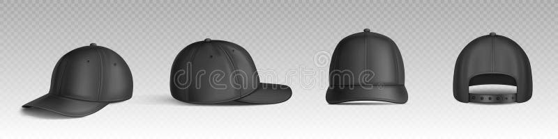 Black Isolated Baseball Cap Vector Mockup Template Stock Vector ...