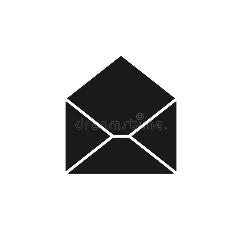 Black Isolated Icon of Opened Envelope on White Background. Silhouette ...