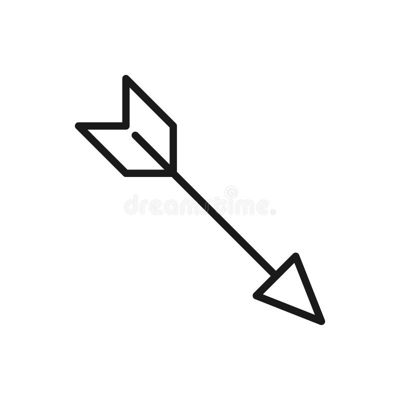Black Isolated Outline Icon of Arrow on White Background. Line Icon of ...