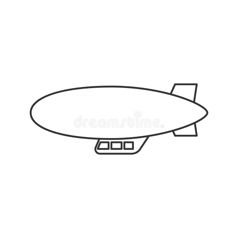 Black Isolated Outline Icon Of Dirigible On White Background. Line Icon ...