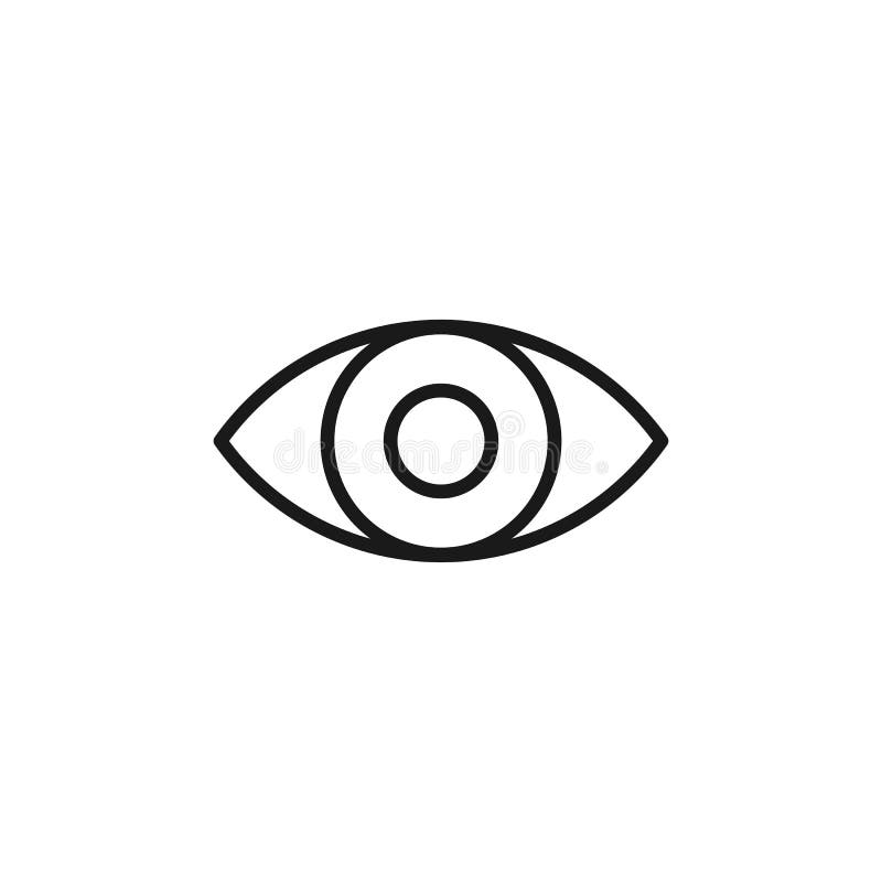 Black Isolated Outline Icon of Eye on White Background. Line Icon of ...