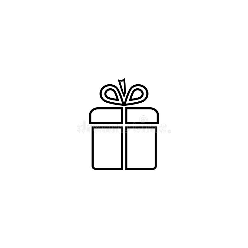 Black Isolated Outline Icon of Gift Box on White Background. Line Icon ...