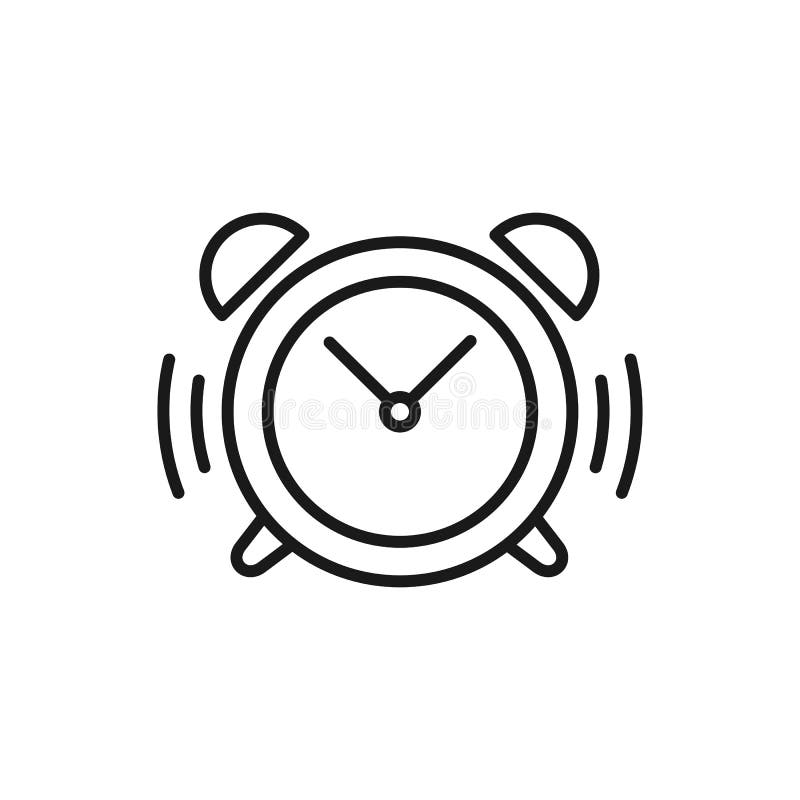 Black Isolated Outline Icon of Ringing Alarm Clock on White Background ...