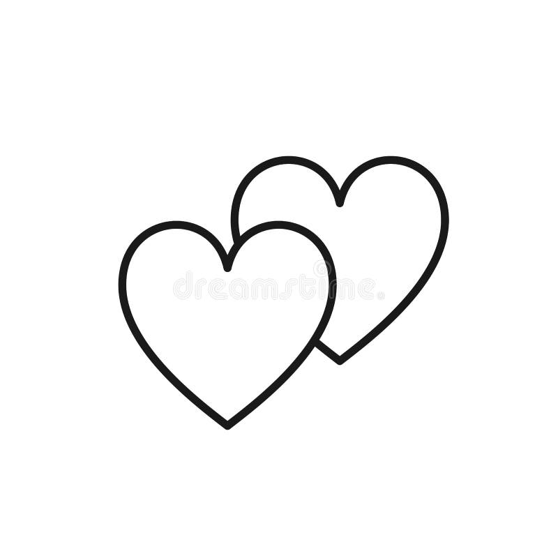 Black Isolated Outline Icon of Two Hearts on White Background. Line ... Black Isolated Outline Icon of Two Hearts on White Background. Line ...