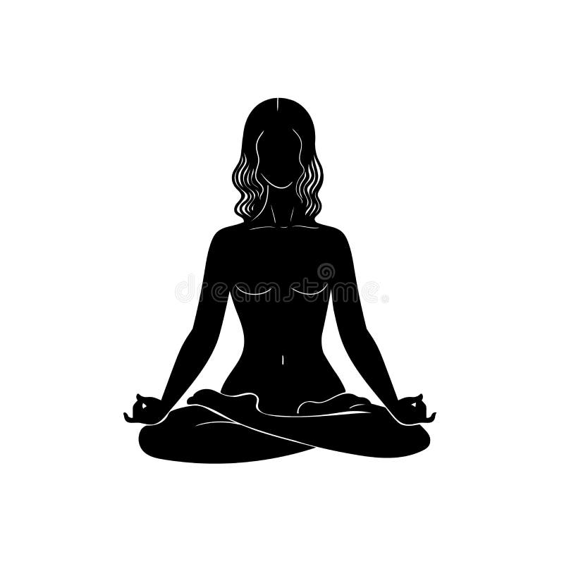 Black White Woman Lotus Position Stock Illustrations 730 Black White