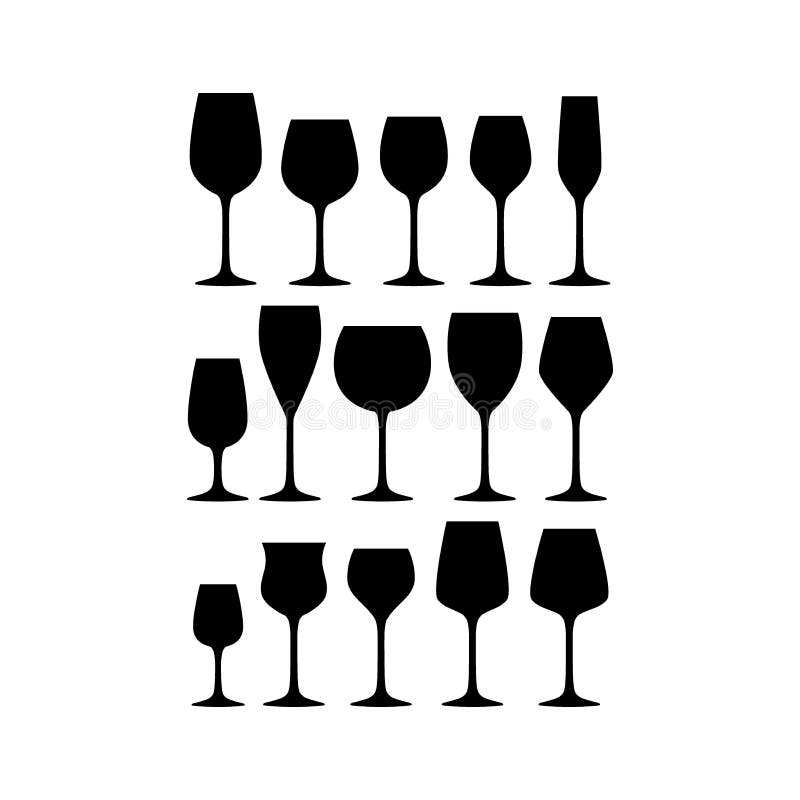 Wine Glasses and Bottles Vector Black Silhouette Collection Icons ... Wine Glasses and Bottles Vector Black Silhouette Collection Icons ...