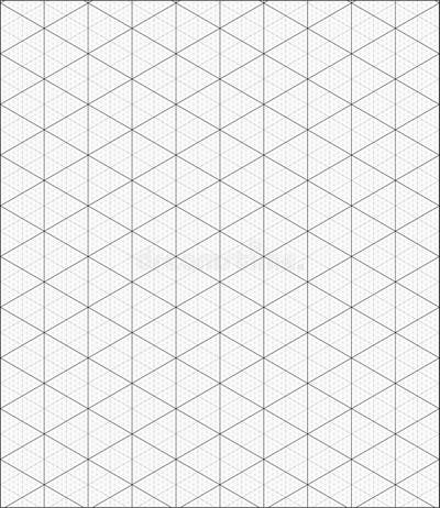 Black Isometric Grid with Vertical Guideline Graph Paper. Triangular ...