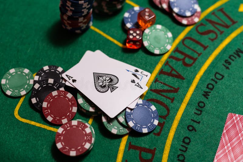 Black Jack Table with Cards and Tokens Stock Image - Image of selective ...