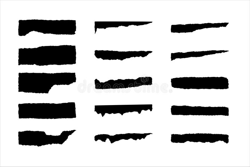 Black Jagged Paper Pieces. Set of Vector Icons. Stock Vector ...