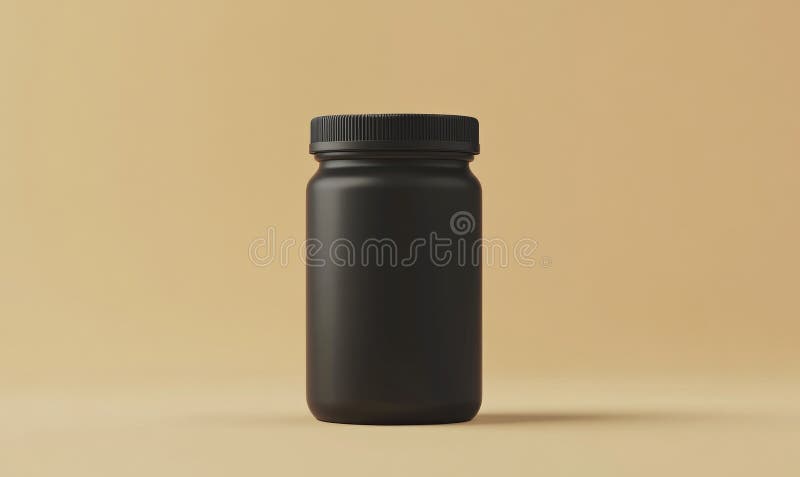 A Black Jar is Sitting on a Tan Surface Stock Image - Image of clear ...