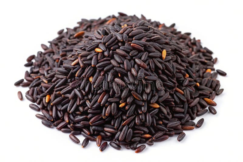 Black Jasmine Rice Seeds Isolated on a White Surface Stock Illustration ...
