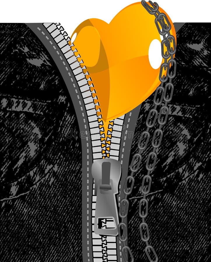 Black Jeans, Orange Heart and Chains. Vector Illustration Stock Vector ...