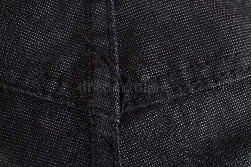 Black Jeans Texture with Sewing Pattern Back Side, Abstract Close Up ...