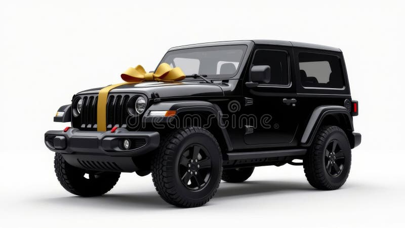 Black Jeep with Gift Ribbon Stock Illustration - Illustration of gift ...
