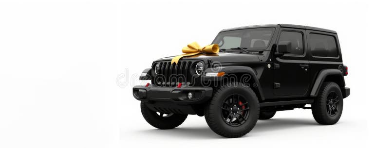 Black Jeep with Gift Ribbon Stock Illustration - Illustration of ...
