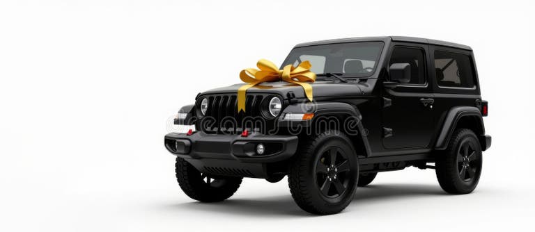 Black Jeep with Gift Ribbon Stock Illustration - Illustration of ...