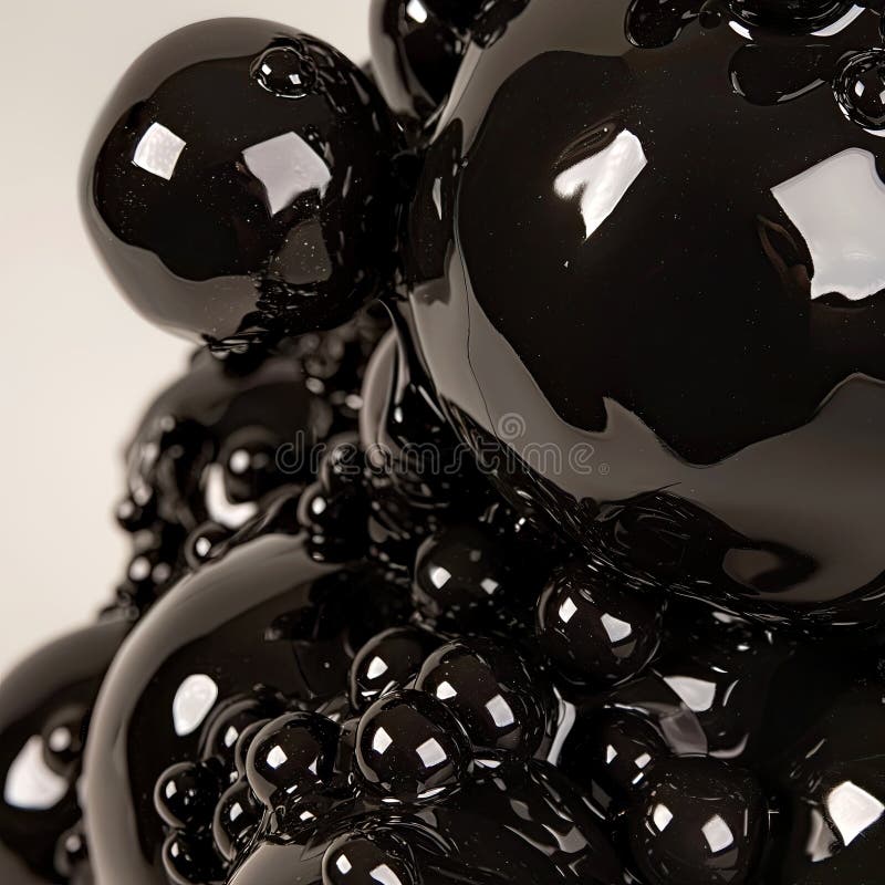 Black Jelly Spheres Deform Each Other Stock Illustration - Illustration ...