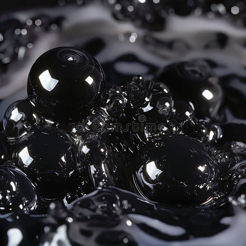 Black Jelly Spheres Deform Each Other Stock Image - Image of black ...