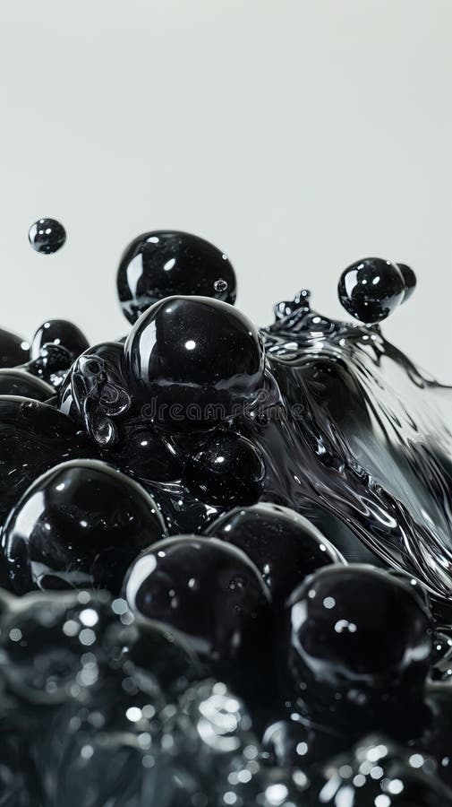 Black Jelly Spheres Deform Each Other Stock Photo - Image of cell ...