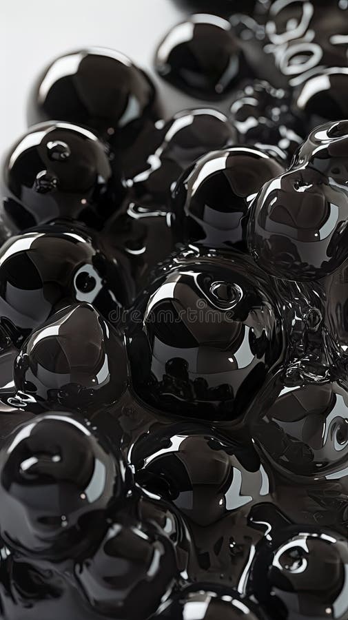 Black Jelly Spheres Deform Each Other Stock Image - Image of blob, dark ...