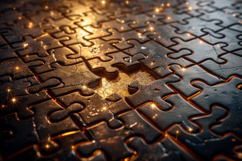 Black Jigsaw Puzzle with One Missing Puzzle Piece, Business Solve ...