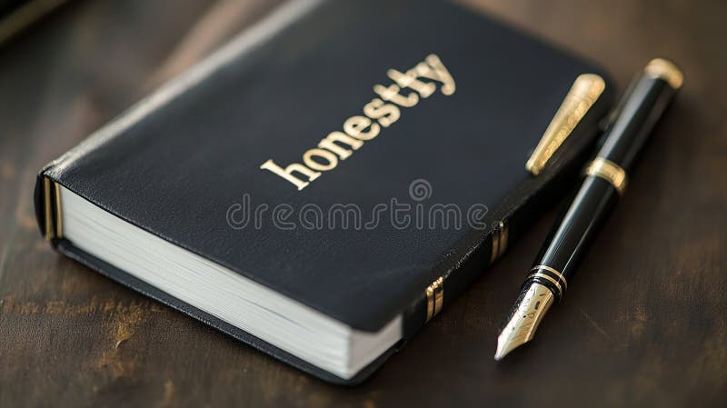 Black Journal Inscribed Honesty with Pen Stock Photo - Image of ...