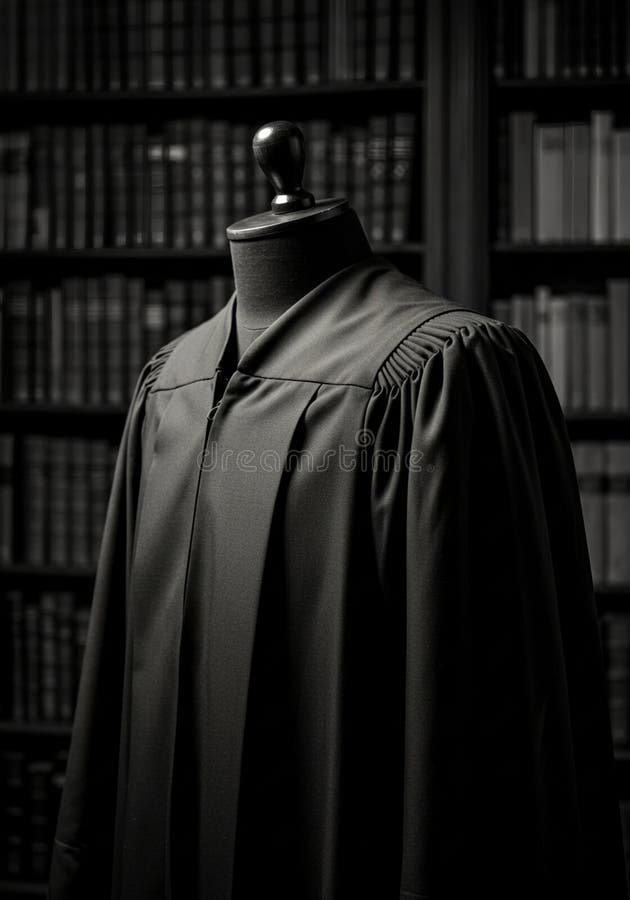 Black Judicial Robe on Mannequin in Library Setting Stock Illustration ...