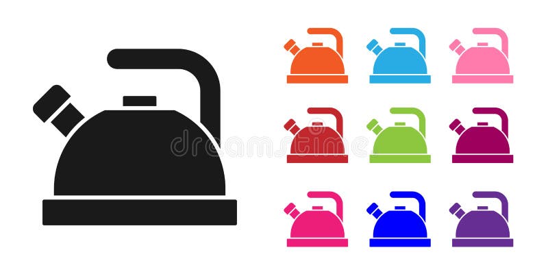 Black Kettle with Handle Icon Isolated on White Background. Teapot Icon ...