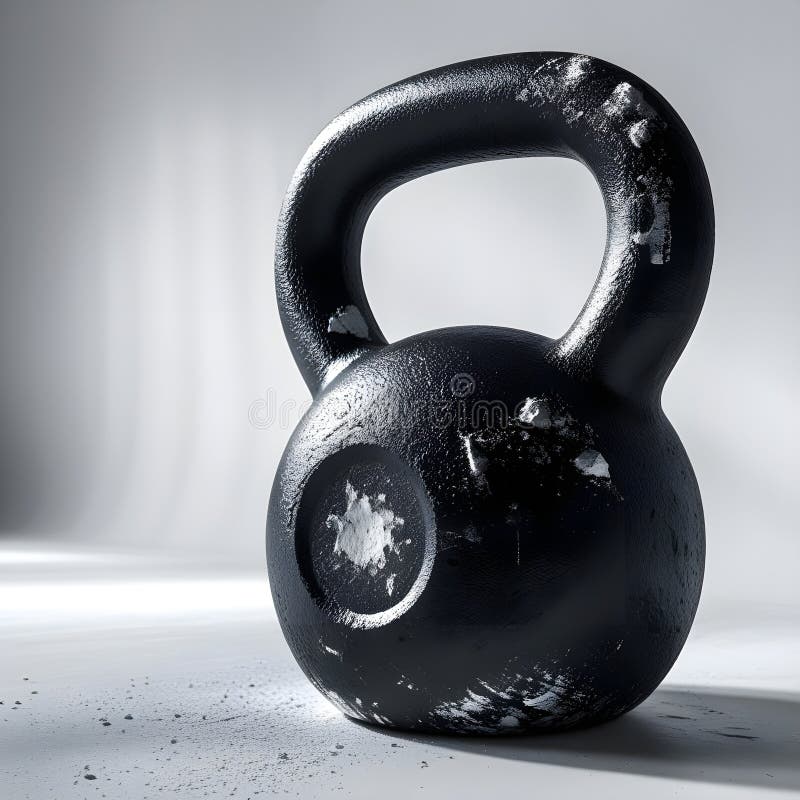 Black Kettlebell with Chalk Marks Stock Image - Image of dynamic ...