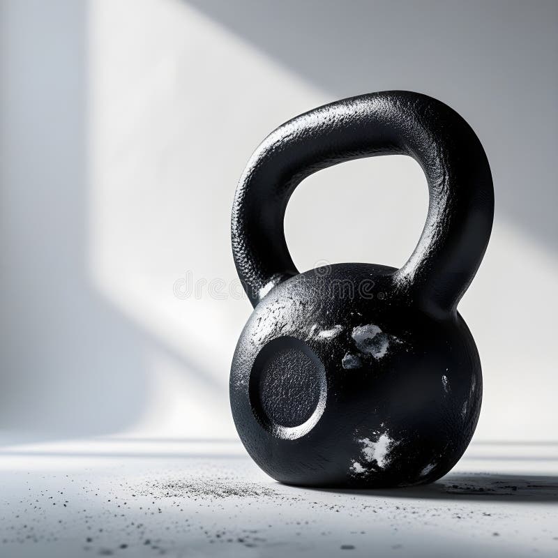 Black Kettlebell with Chalk Marks Stock Image - Image of smoke ...