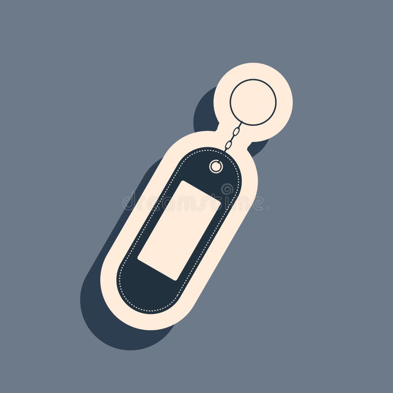 Black Key Chain Icon Isolated on Grey Background. Blank Rectangular ...
