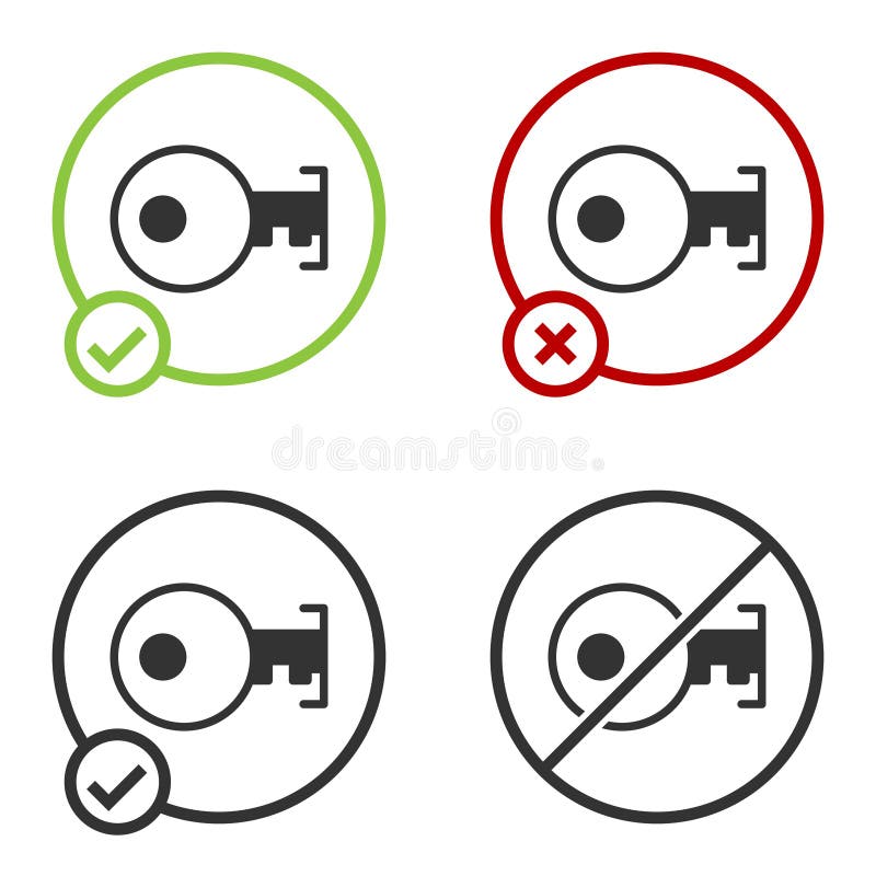 Black Key Icon Isolated on White Background. Circle Button. Vector ...