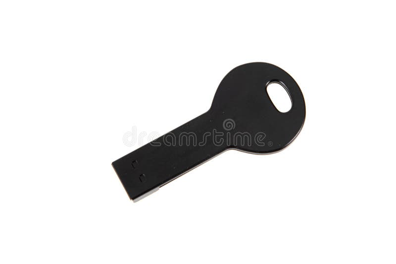 Black Key USB Flash Memory Modern Drive Isolated on White Background ...