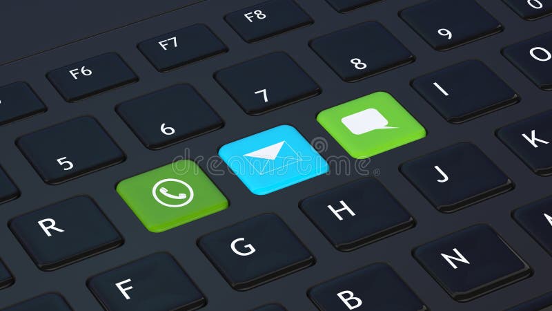Black Keyboard with Apps Icons Stock Illustration - Illustration of ...