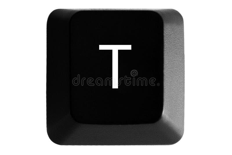 Black Keyboard Button with English Letter T on White Isolated ...