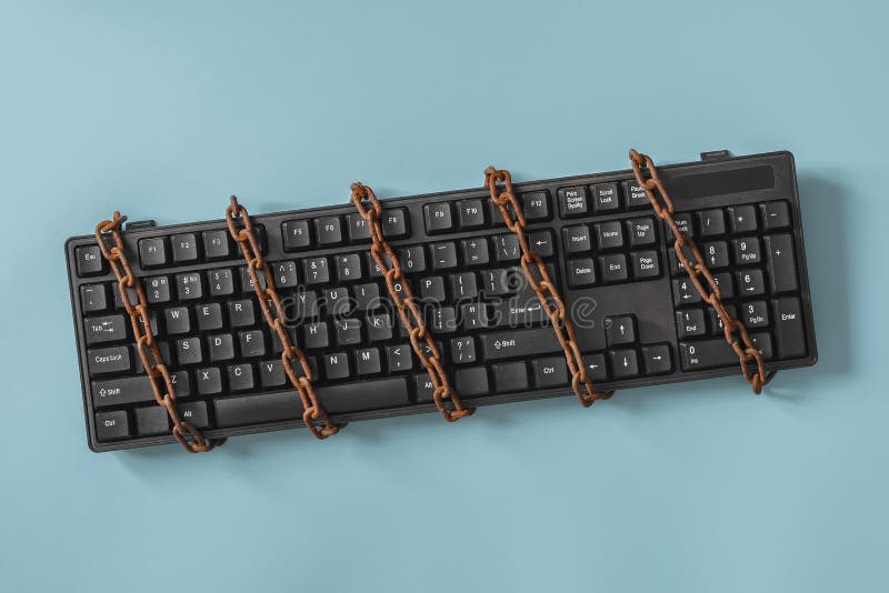 Black Keyboard with a Coiled Chain. Concept for the Topic of Censorship ...