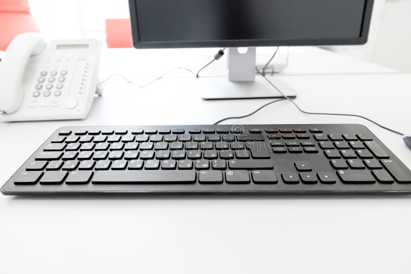 Black Keyboard on the Desk in the Office Stock Image - Image of office ...